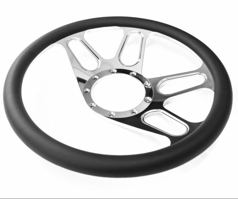 14 Inch "Trickster" Billet Steering Wheel, Leather Half Wrap, 4 Colours ...