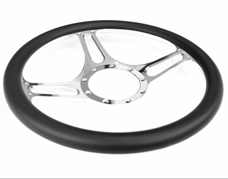 14 Inch "Troika" Billet Steering Wheel, Leather Half Wrap, 4 Colours ...