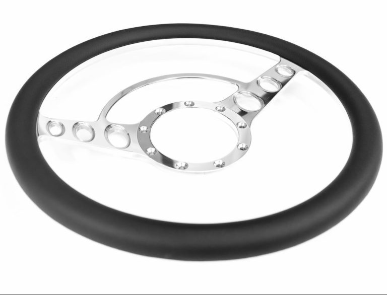 14 Inch "Good Times" Billet Steering Wheel With Horn Rim, Leather Half ...