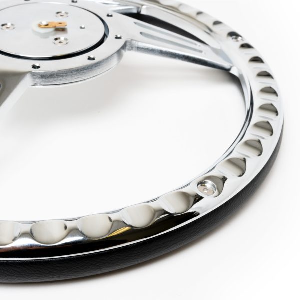 14 Inch "Banjo" Billet Steering Wheel, Leather Half Wrap, 4 Colours ...