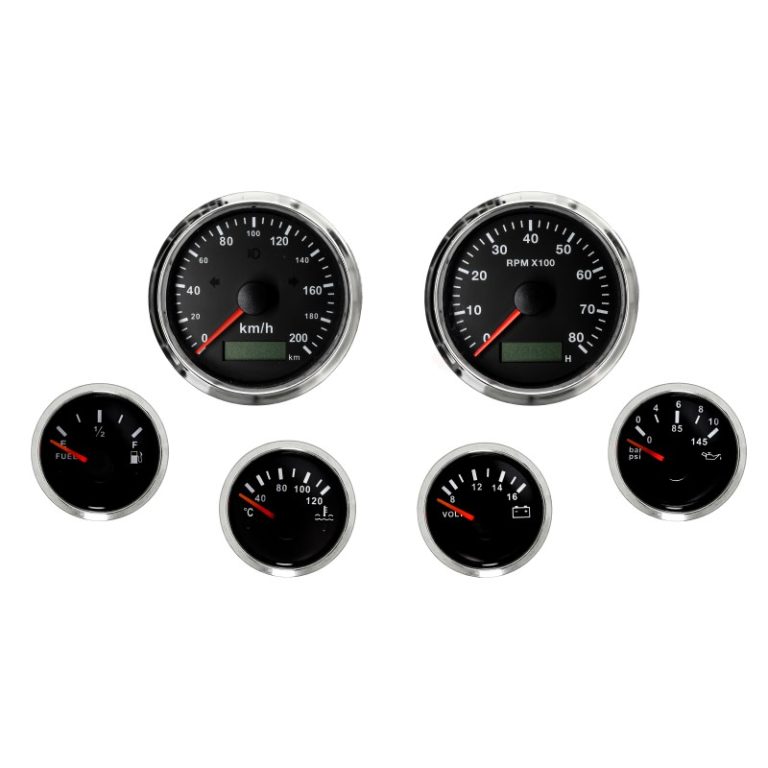 Black Dial 6 Gauge Set, GPS Speedo - Australian Rod & Custom Components
