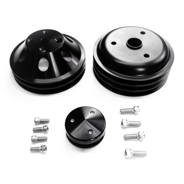 Small Block Chev Black Billet Aluminium Pulley Set, Suit Long Water ...