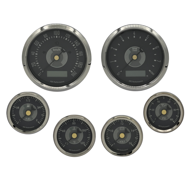 ARC Classic 6 Gauge Set With Charcoal Dial, GPS Speedo Australian Rod ...