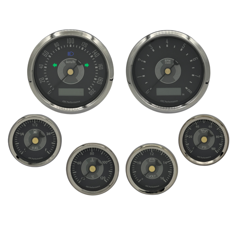 ARC Classic 6 Gauge Set With Charcoal Dial, GPS Speedo Australian Rod ...